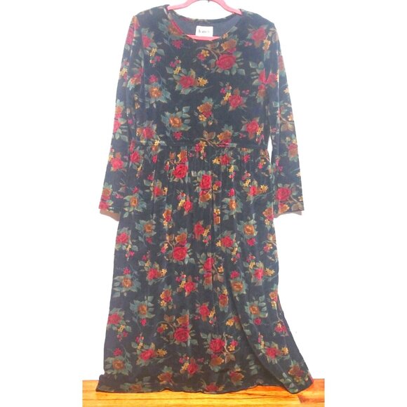 Hanes | Dresses | Vintage Hanes Jumper Dress Velvet Rose Floral 9s ...